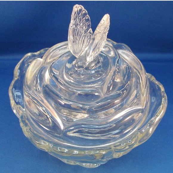 Fenton | Accents | Vintage Fenton Clear Glass Cabbage Rose Dish With ...